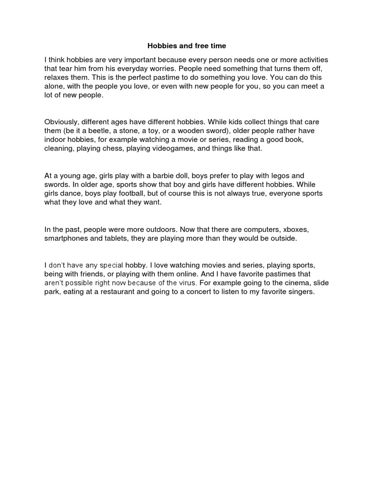 Hobbies and Free Time | PDF
