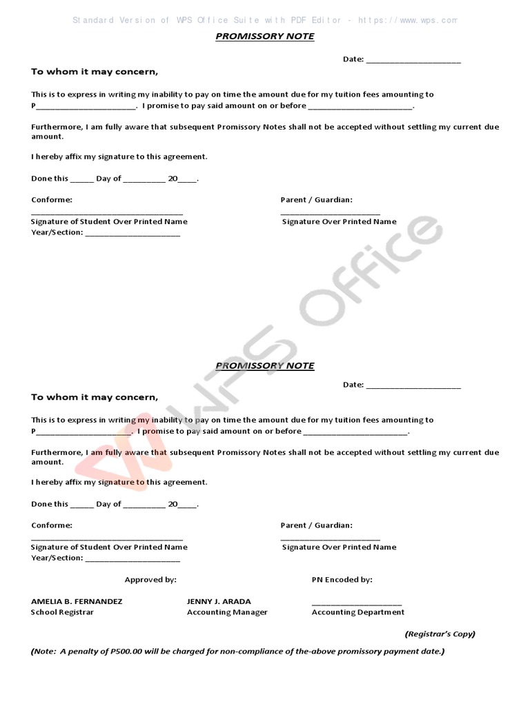 PROMISSORY NOTE FORMS - Insert Watermark | PDF | Promissory Note | Payments