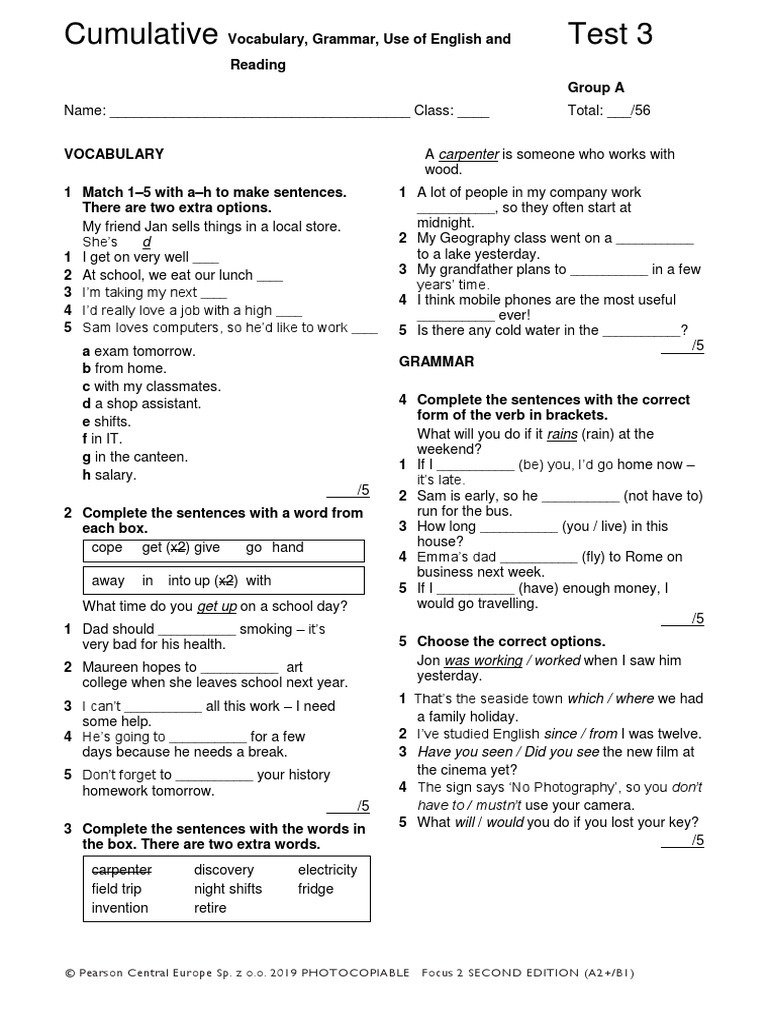 Focus 2 2ed Cumulative Test 3 Units1-6 GroupA | PDF | Wolfgang Amadeus ...