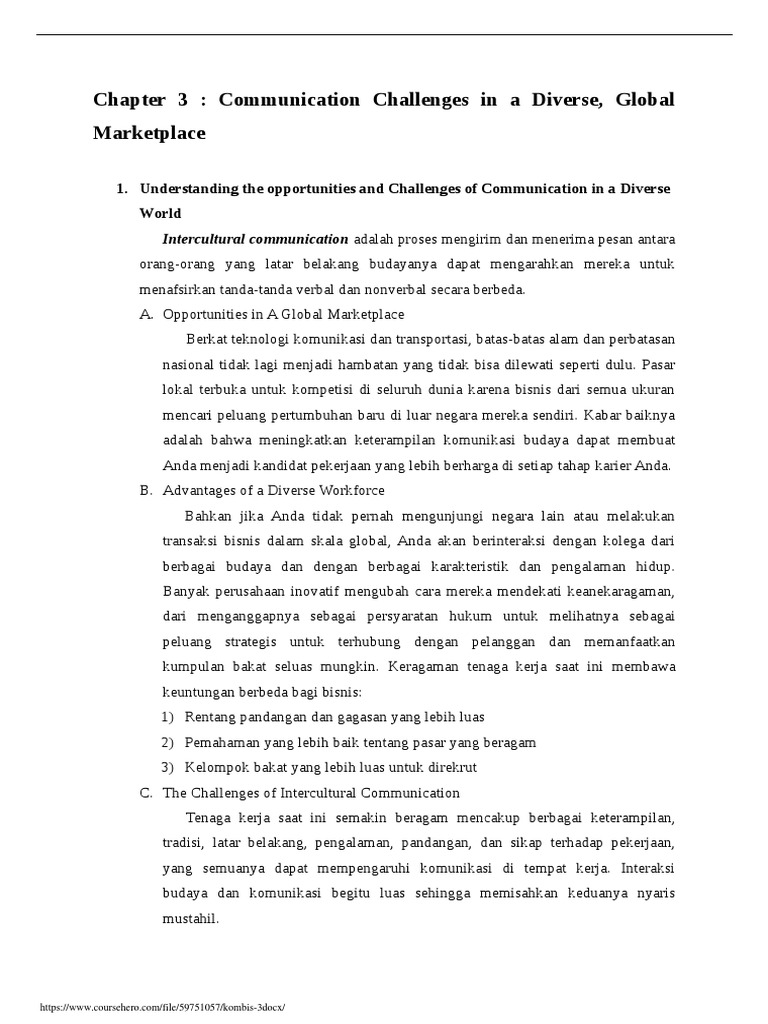 Chapter 3 Communication Challenges in A Diverse, Global Marketpalce | PDF