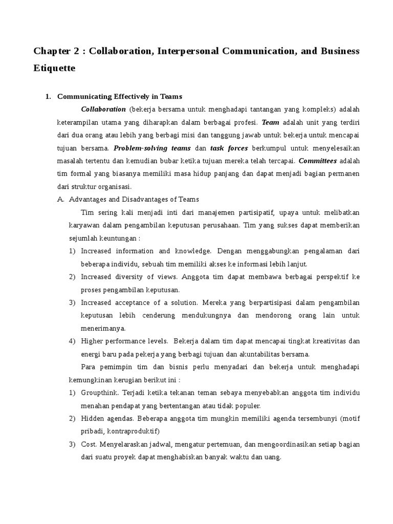 Chapter 2 Collaboration, Interpersonal Communication, and Business ...