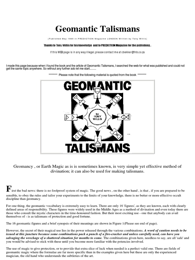 Geomantic Talismans - Unknown | PDF | Occult | Supernatural