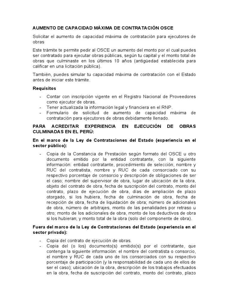 Aumento de Capacidad Máxima de Contratación Osce | PDF | Apelación