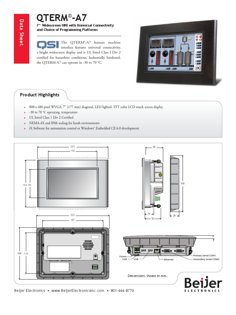 Qsi Qterm-A7 Data Sheet | PDF | Usb | Embedded System