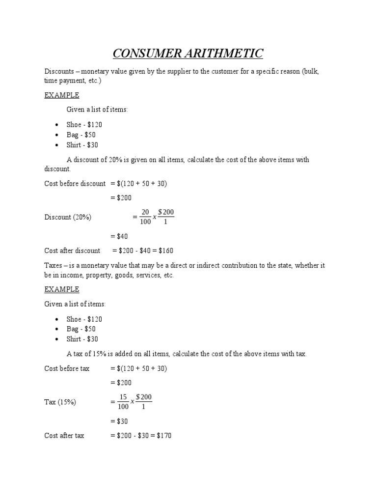 Section 3 Consumer Arithmetic | PDF | Interest | Taxes
