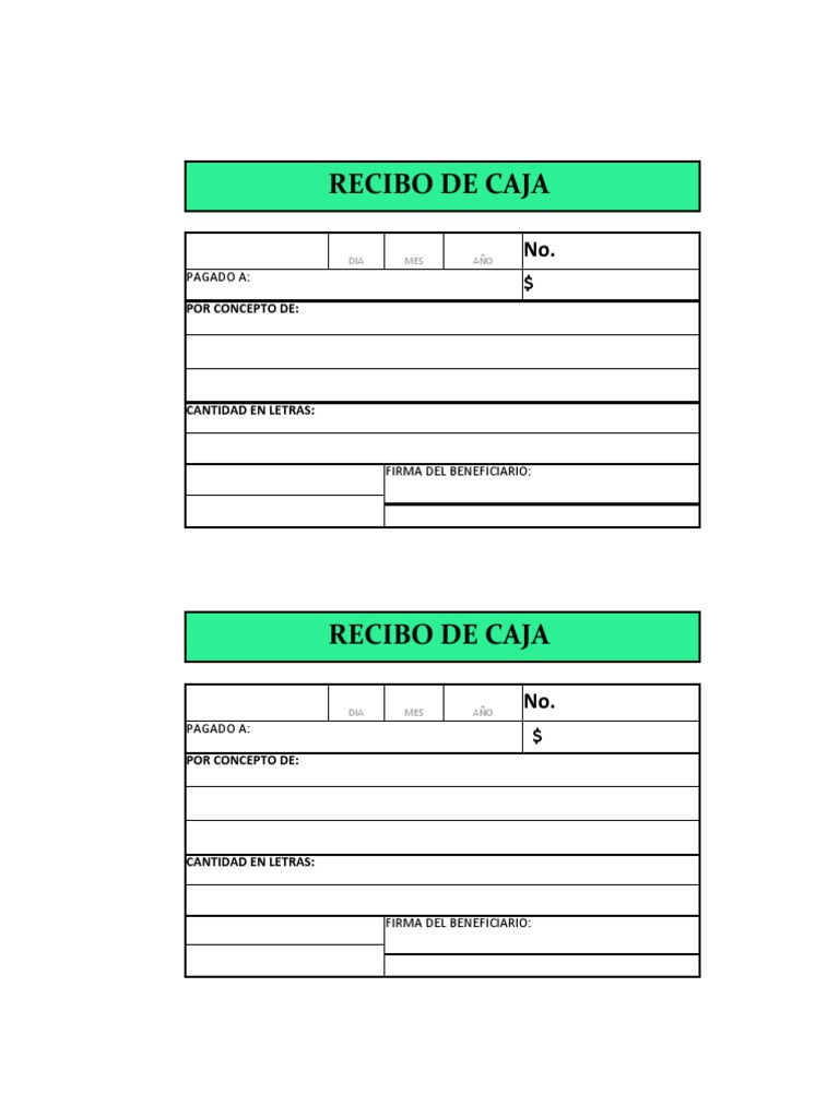Recibo De Caja Para Descargar
