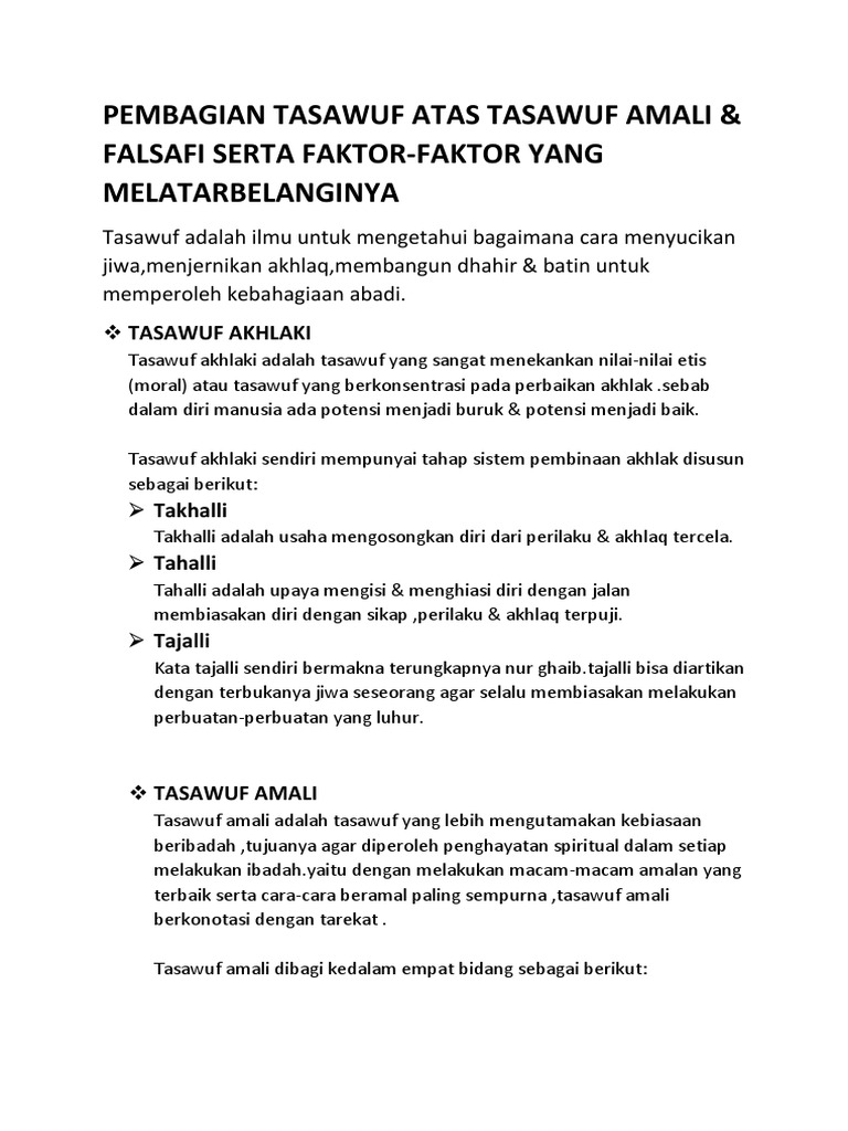 Pembagian Tasawuf Amali dan Falsafi | PDF