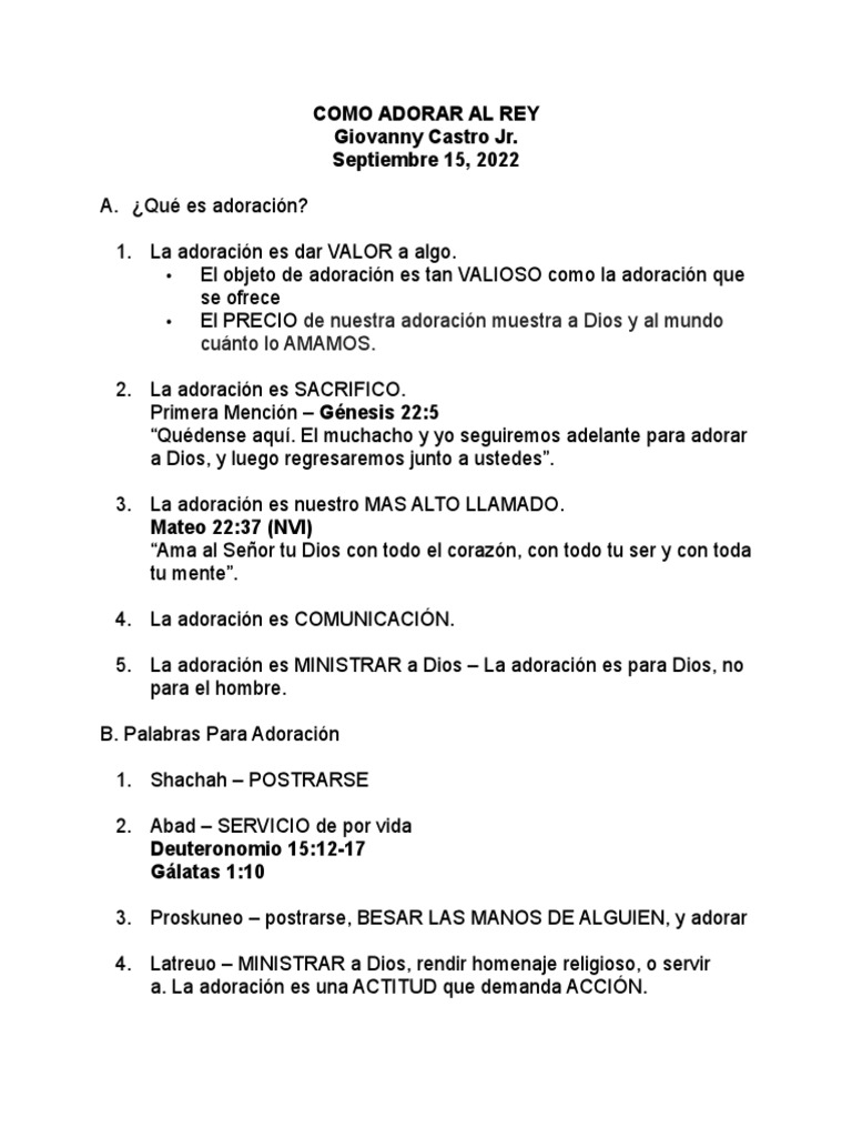Como Adorar Al Rey | PDF | Adoración | Jesús