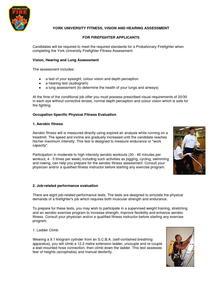 York University Firefighter Fitness Assessment | PDF | Physical Fitness ...