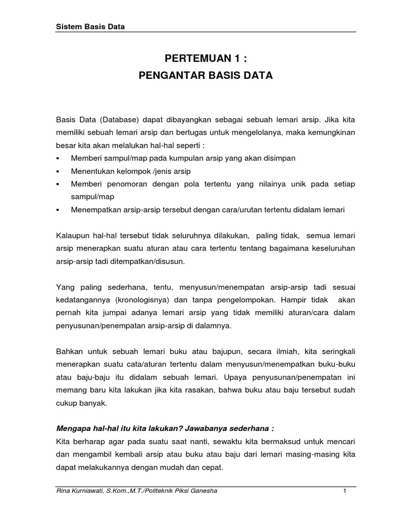 Pengantar Sistem Basis Data | PDF