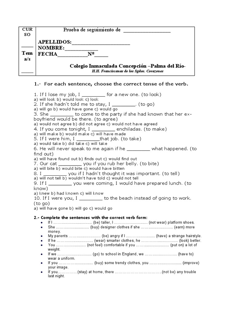 Conditional Sentences Test | PDF