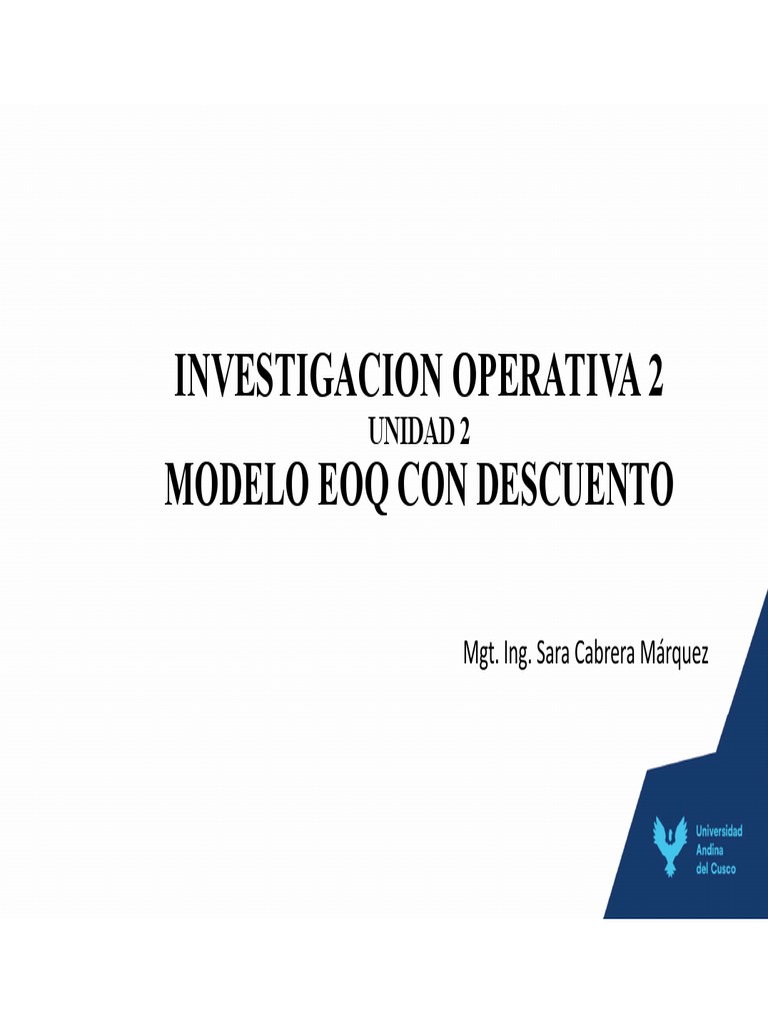 Sesión 8 - Modelo EOQ Con Descuento | PDF | Inventario | Business