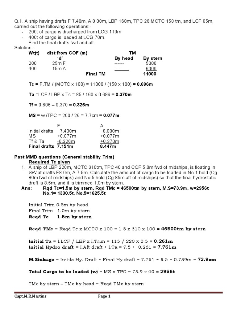 Trim - General Stability | PDF | Ships | Navigation