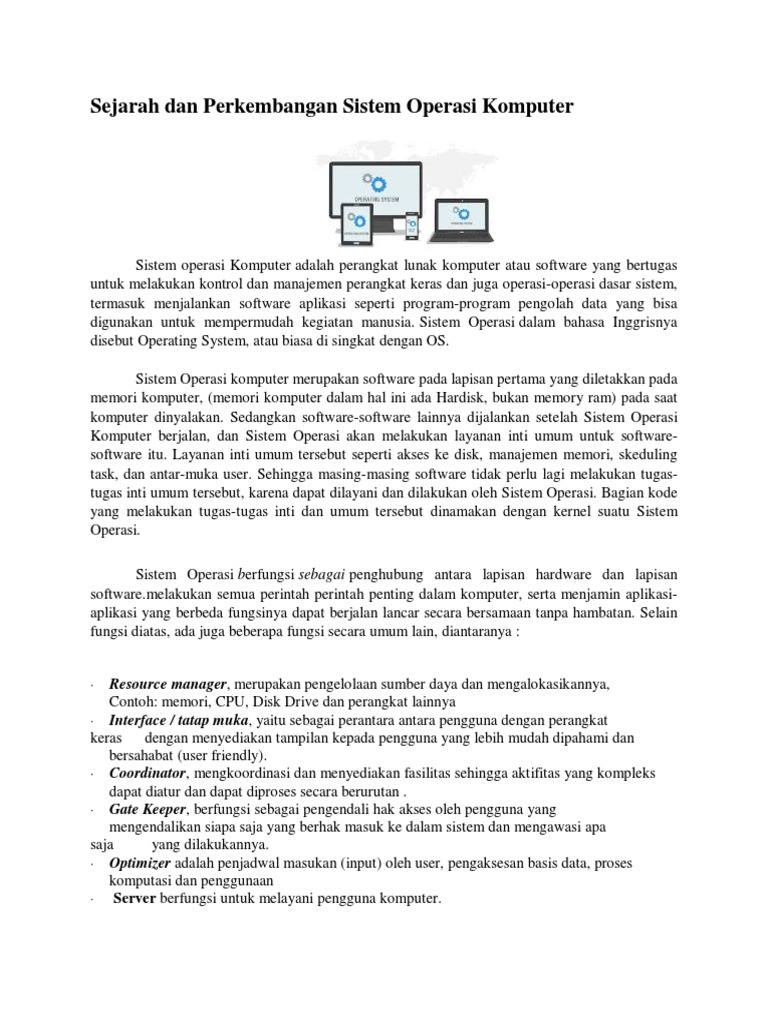 Sejarah Dan Perkembangan Sistem Operasi Komputer | PDF
