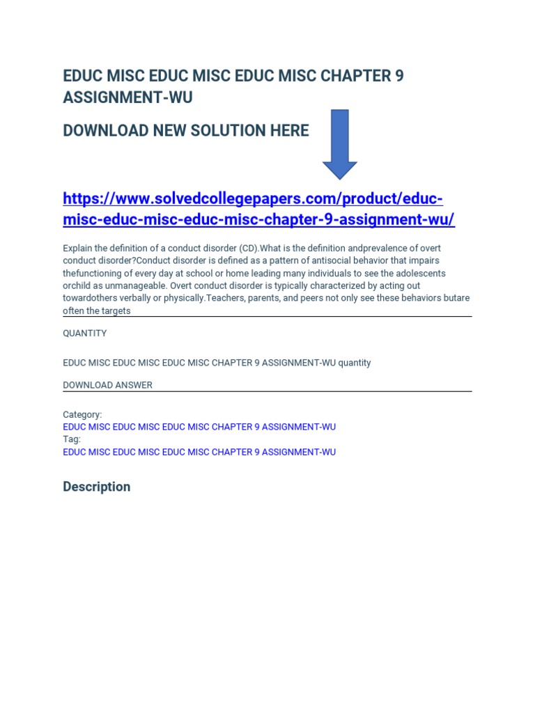 Educ Misc Educ Misc Educ Misc Chapter 9 Assignment | PDF | Mental Disorder | Antisocial ...