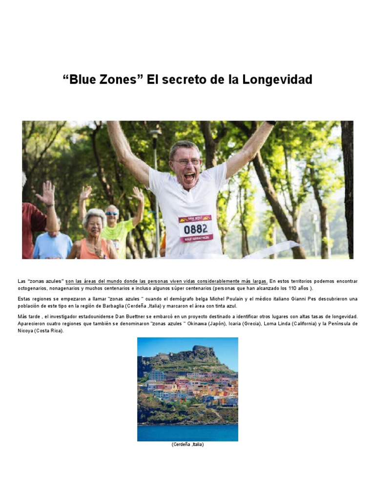 "Blue Zones" El Secreto de La Longevidad | PDF | Longevidad
