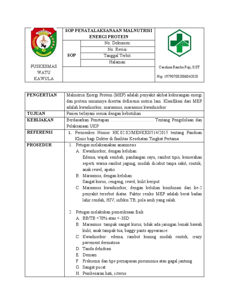 Sop 9. Malnutrisi | PDF