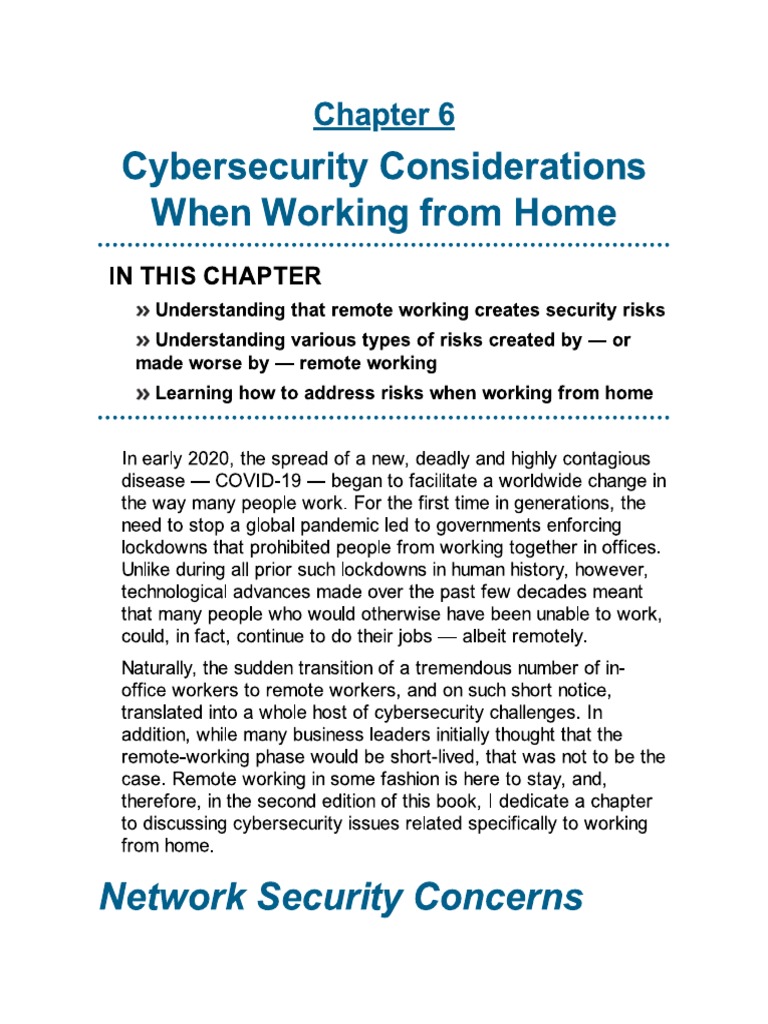 CH 6 - Cybersecurity Considerations When Working From Home | PDF