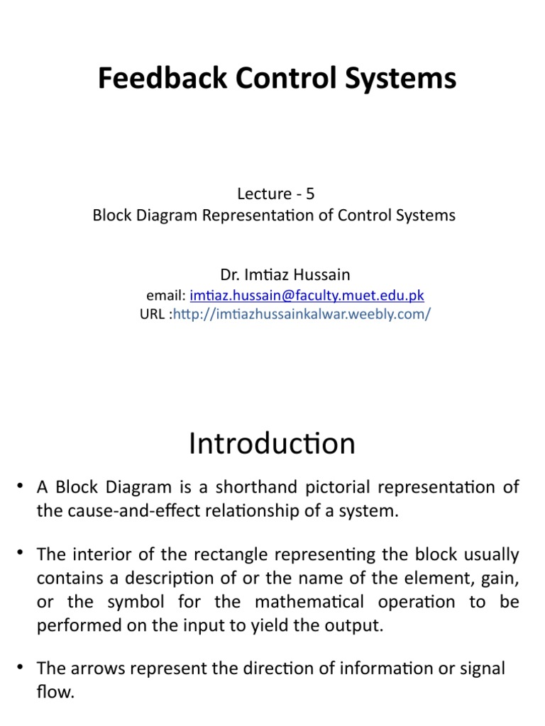 Lecture 5 (Block Diagram Representation & Reduction) | Download Free PDF | Control Theory ...