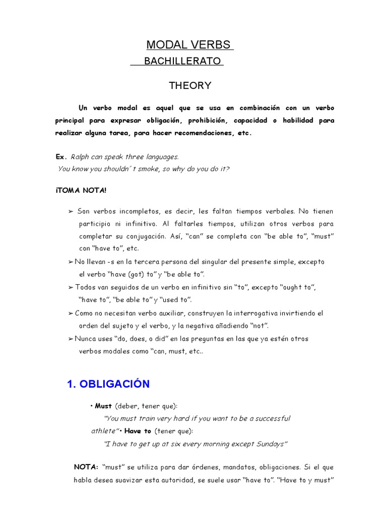 Verbos Modales: Uso y Ejemplos | PDF | Verbo | Lingüística