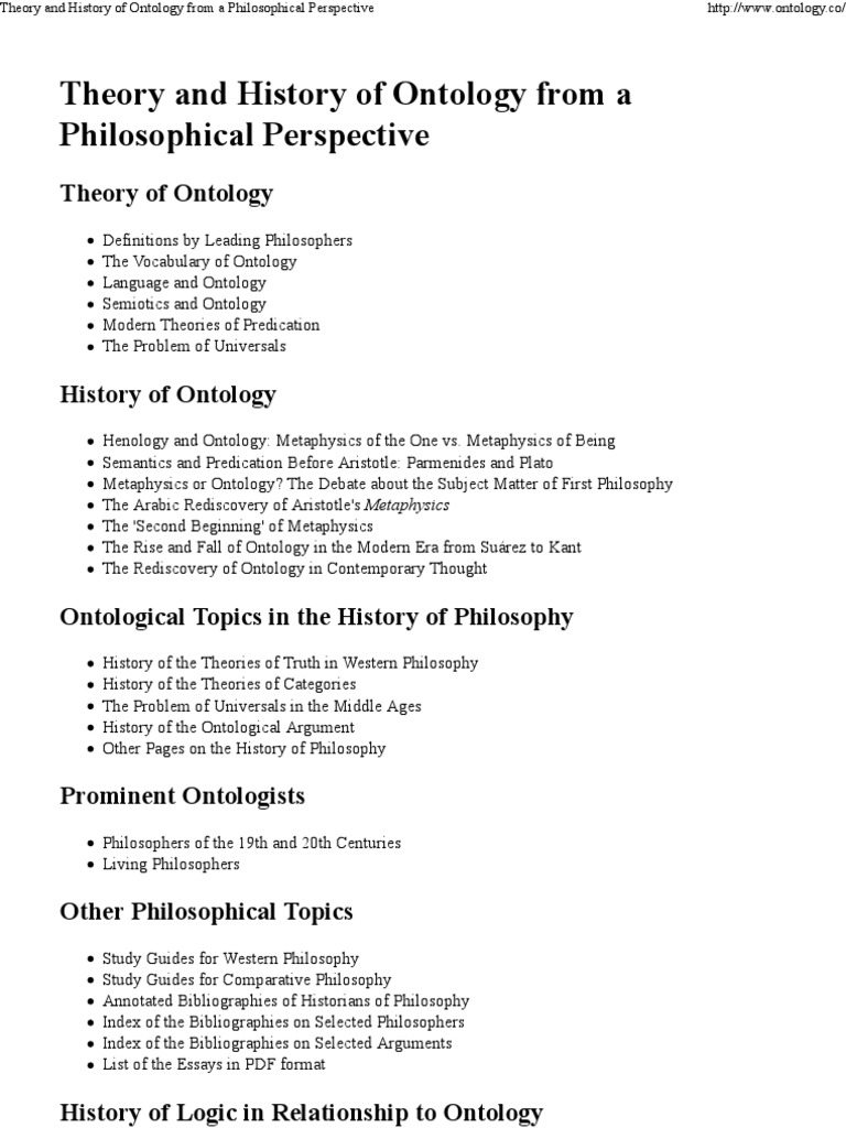 Theory and History of Ontology | PDF | Ontology | Edmund Husserl