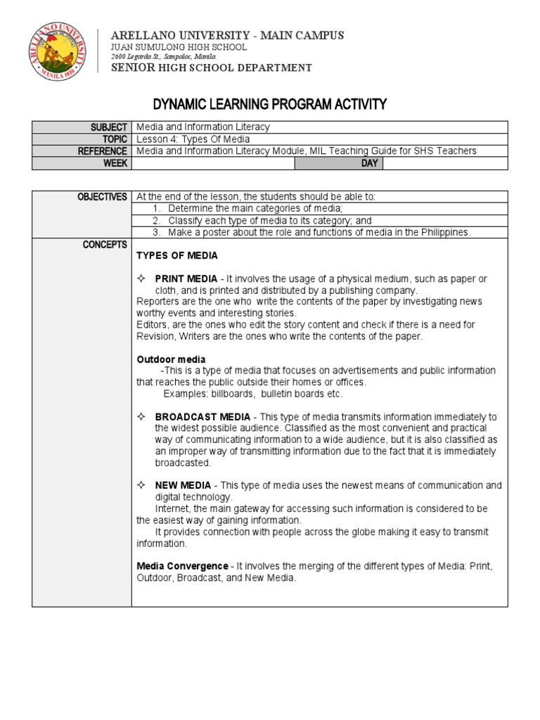 MIL (Types of Media) | PDF | Mass Media | Information