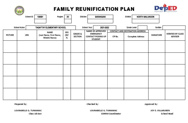 School Family Reunification Plan | PDF