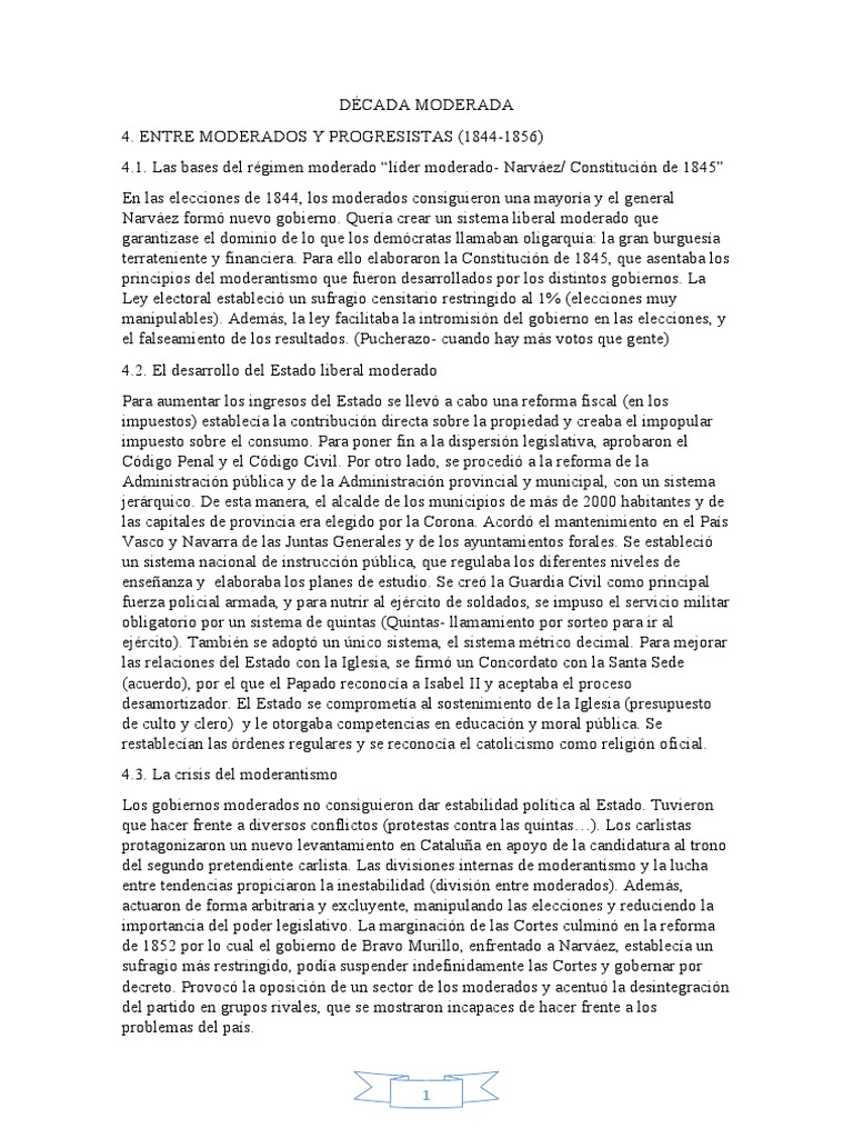 La evolución del régimen moderado y el surgimiento del bienio ...