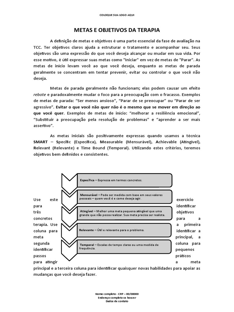 2 - Metas e Objetivos Da Terapia | PDF | Pensamento | Aprendizado