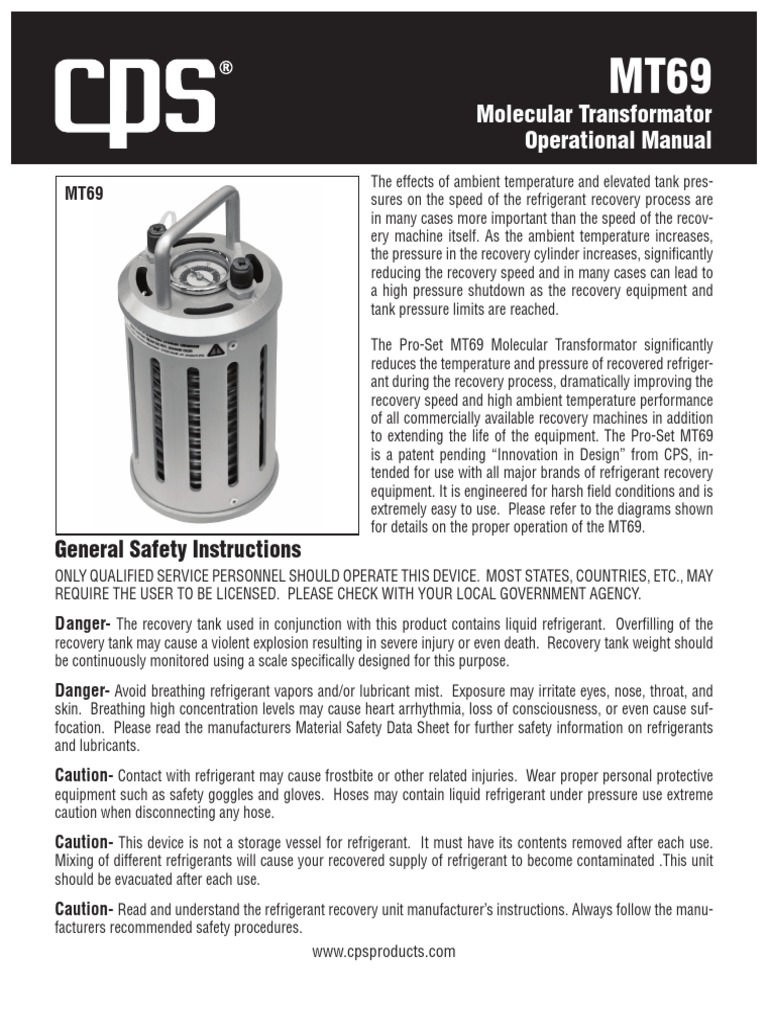 CPS MT69 - Manual | PDF | Valve | Water