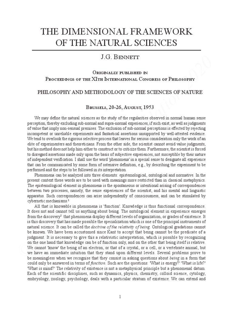 The Dimensional Framework of The Natural Sciences 1 | PDF | Experience | Time