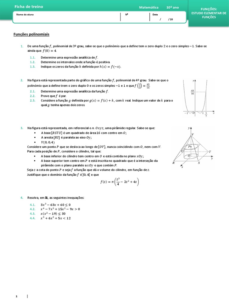 Funções Polinomiais Pdf Função Matemática Polinomial