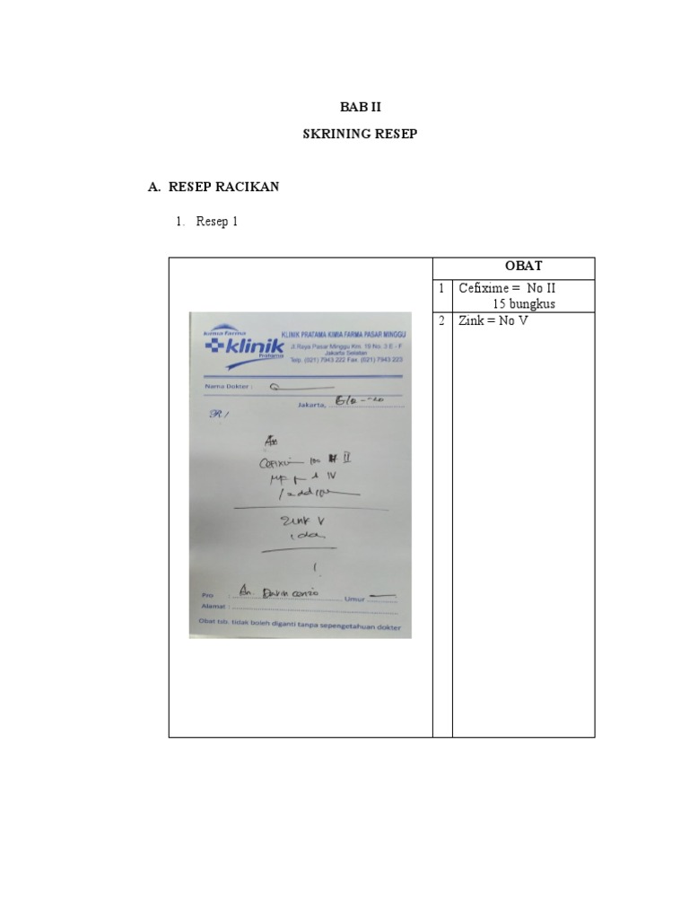 Skrining Resep Obat dan Kesesuaian Farmasetis | PDF