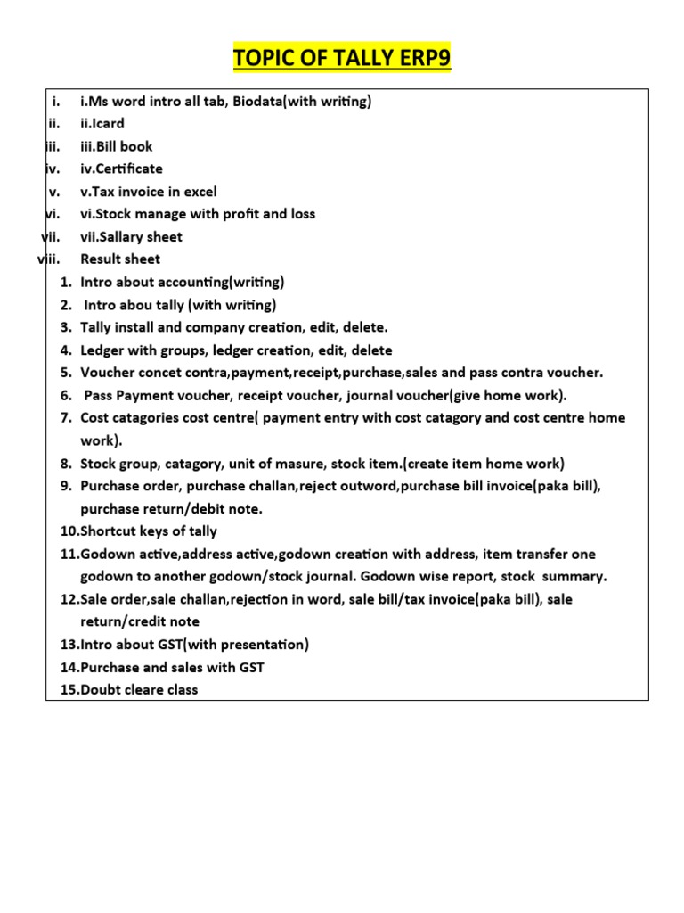 Topic of Tally Erp9 | PDF | Business | Law