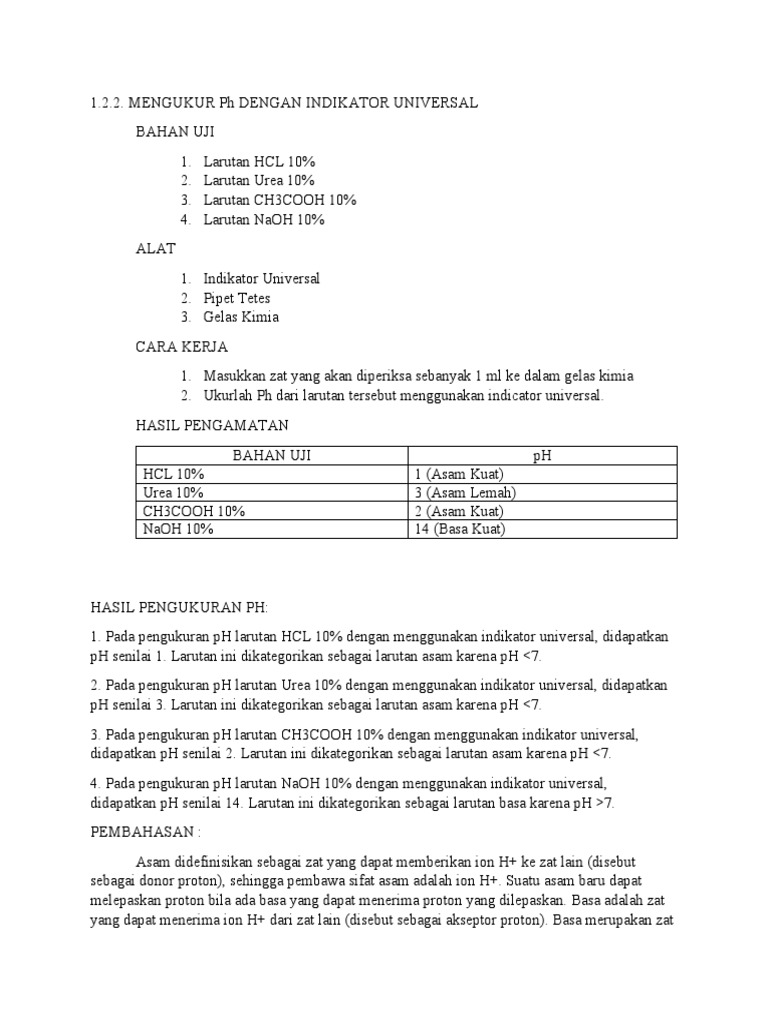 Pengukuran pH dengan Indikator Universal | PDF
