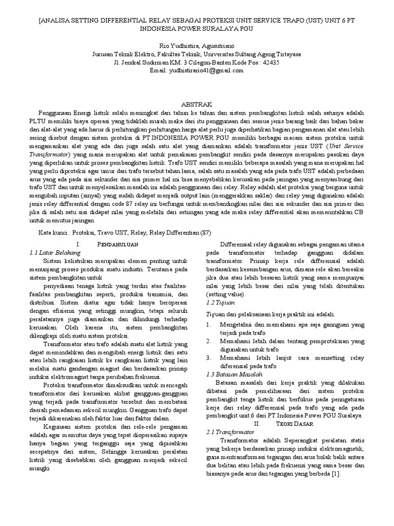 Jurnal KP Rio Yudhistira (3332170035) Analisa Setting Relay ...