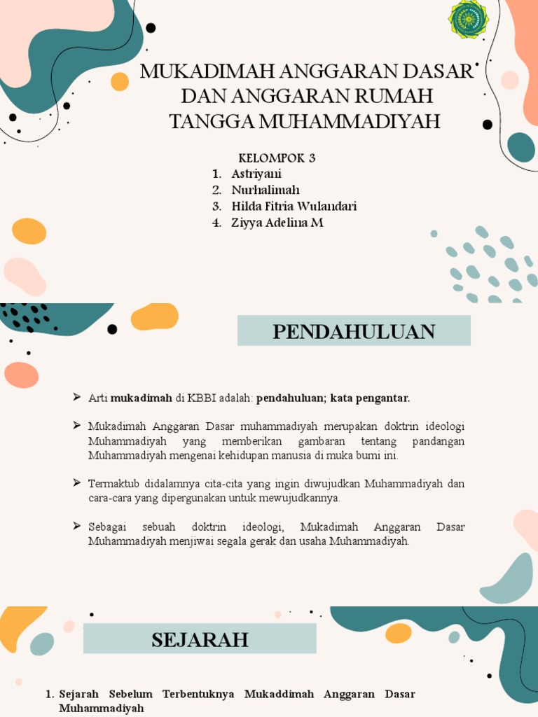 Kelompok 3 - Mukadimah Ad Dan Art Muhammadiyah | PDF