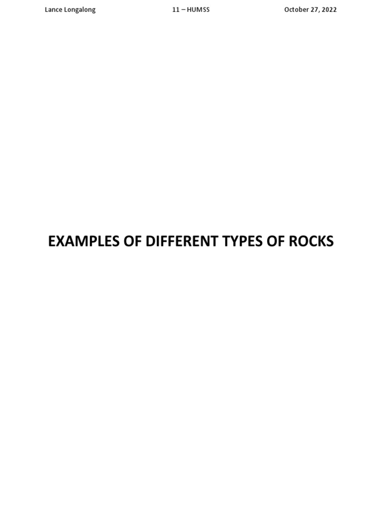 Examples of Different Types of Rocks | PDF | Rock (Geology ...