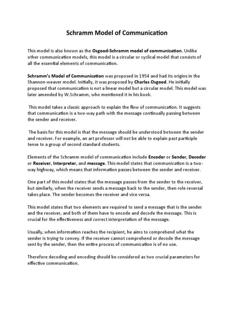 Schramm Model of Communication | PDF | Communication | Cognitive Science