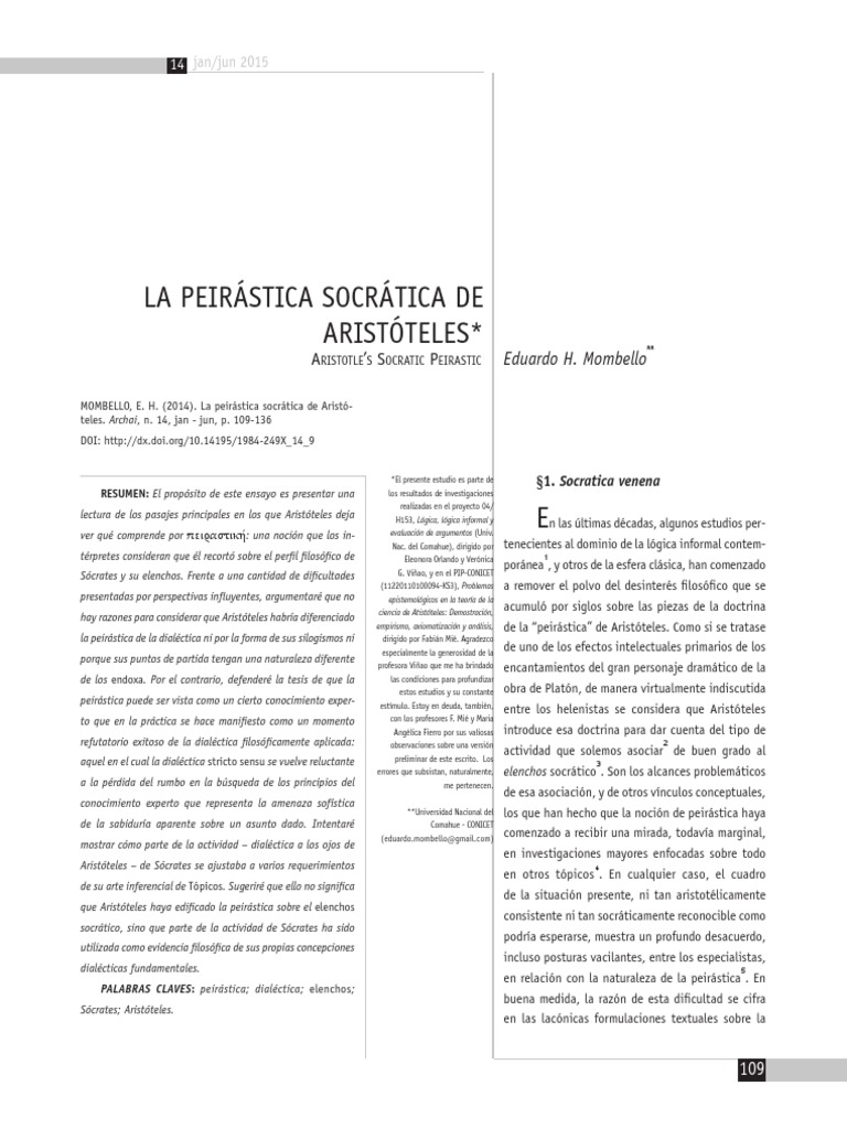 Eduardo Mombello - A Peirástica Socrática de Aristóteles (Espanhol ...