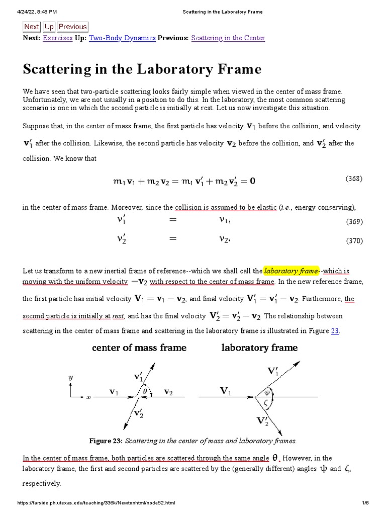 Scattering in The Laboratory Frame | PDF | Cross Section (Physics) | Collision