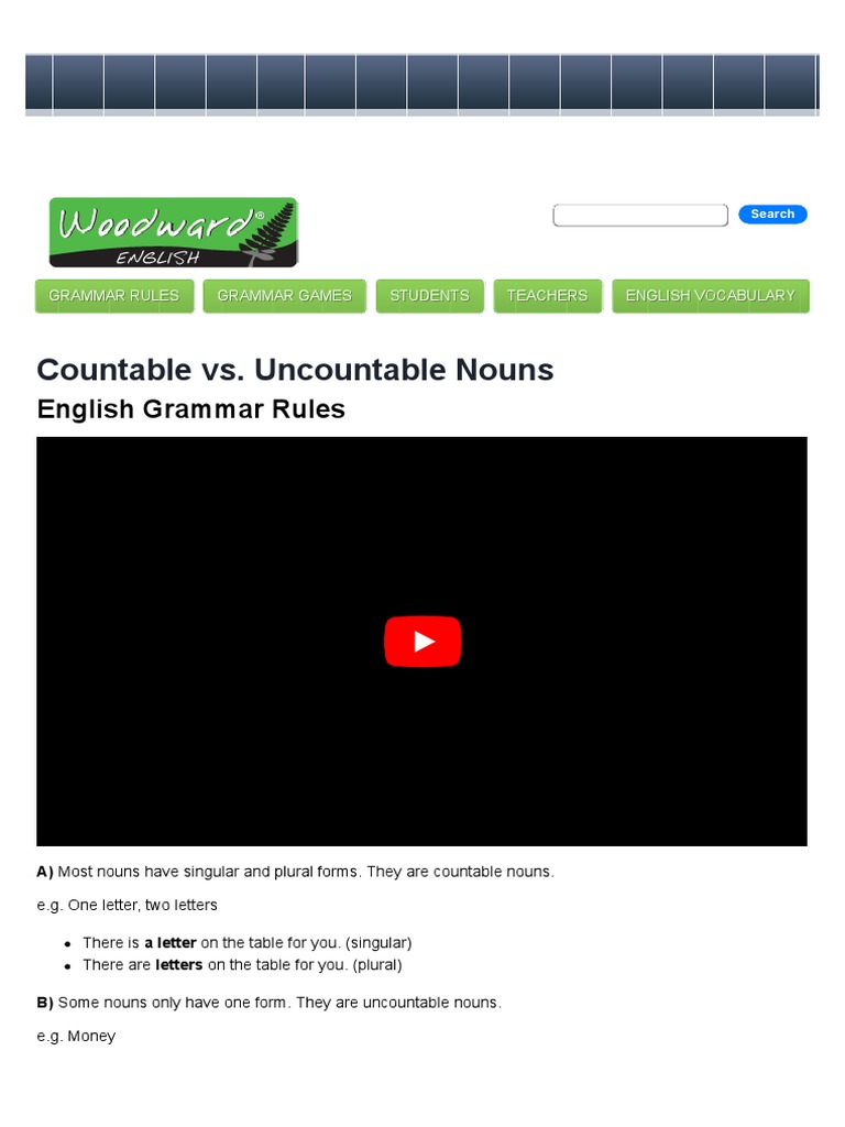 Countable Uncountable Nouns Difference - English | PDF | Noun ...