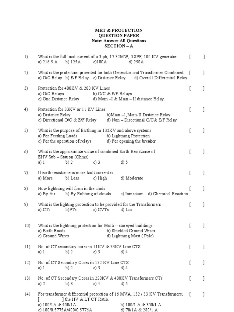 MRT Protection and Testing Overview | PDF | Electrical Substation ...