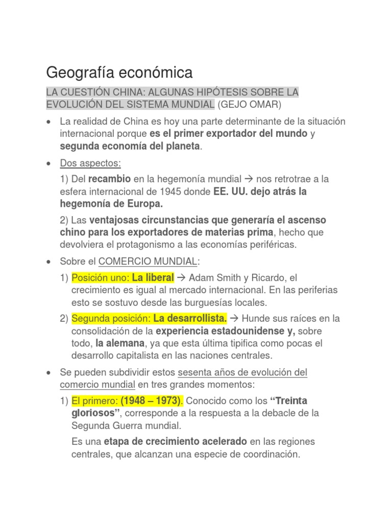 Geografía Económica - Resumen 2022 | PDF | Inflación | Política mundial