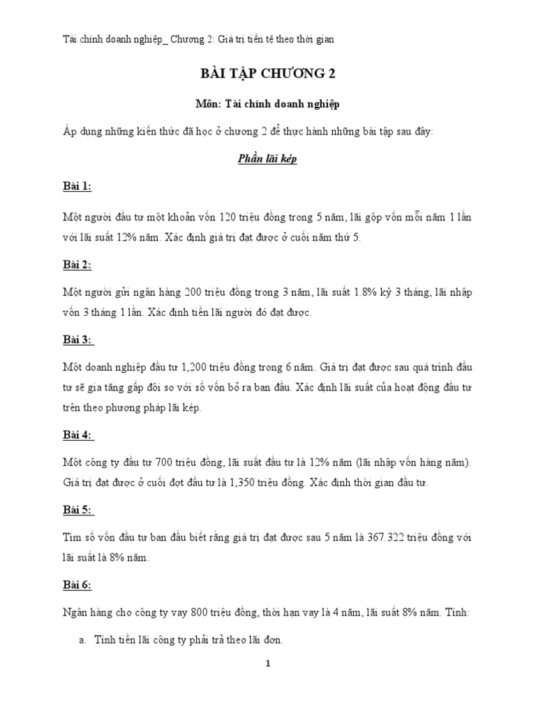 Bài Tập Chương 2_tcdn | PDF