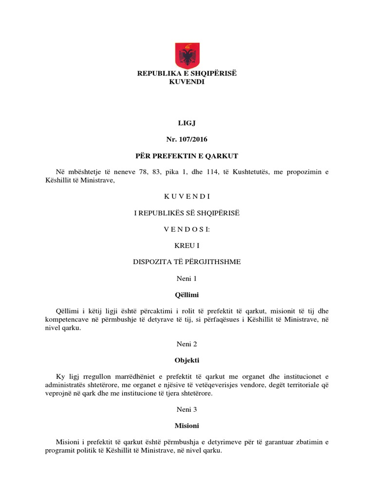 Ligj-Nr - 107-dt - 27 10 2016 | PDF