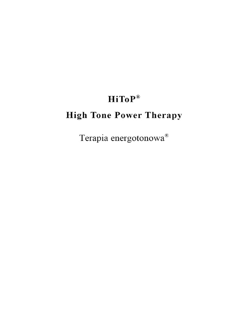 HiToP High Tone Power Therapy. Terapia Energotonowa - PDF | PDF
