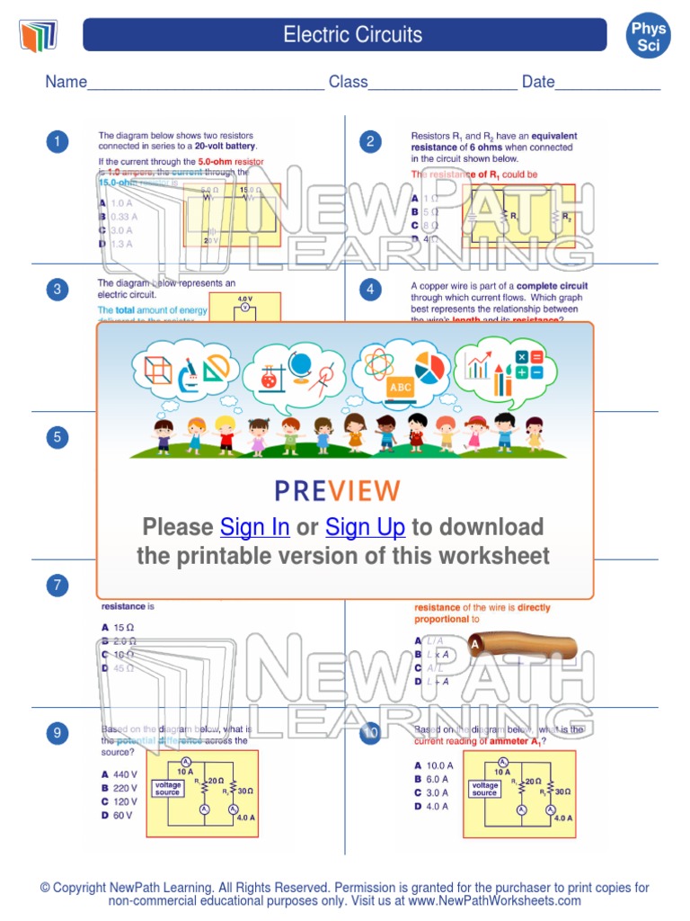 Worksheet Physics High School Electric Circuits 0 | PDF | Document ...