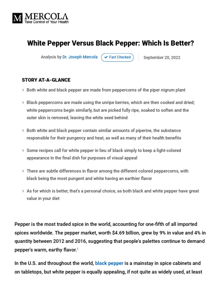 Black Pepper Vs White Pepper PDF | PDF