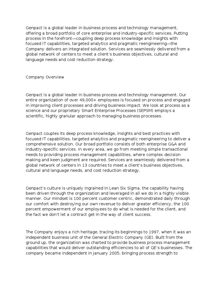 Genpact Leadership | PDF | Competence (Human Resources) | Business Process